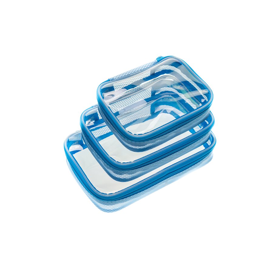 FS CLEAR / BLUE POUCHES (3 PIECE SET)